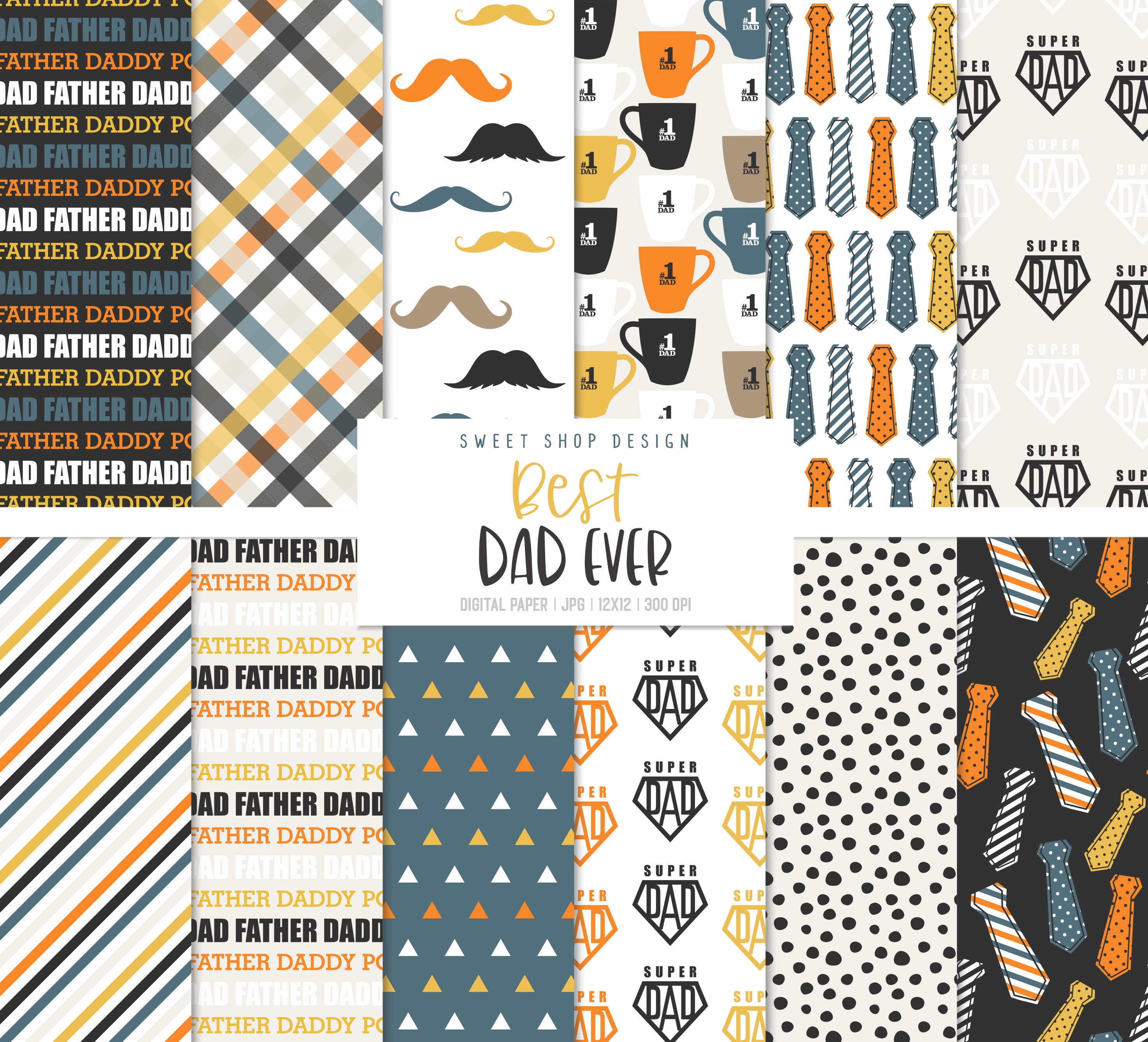 Father's Day, BEST DAD EVER, Backgrounds, Printable Digital Paper - Etsy