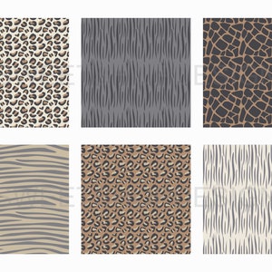 NEUTRAL SAFARI, Zebra Giraffe Skin Leopard Print Backgrounds, Printable ...