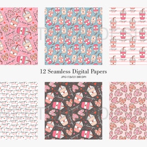 I LOVE YOU LATTE, Valentine Latte Hearts Cookies Seamless Repeat ...