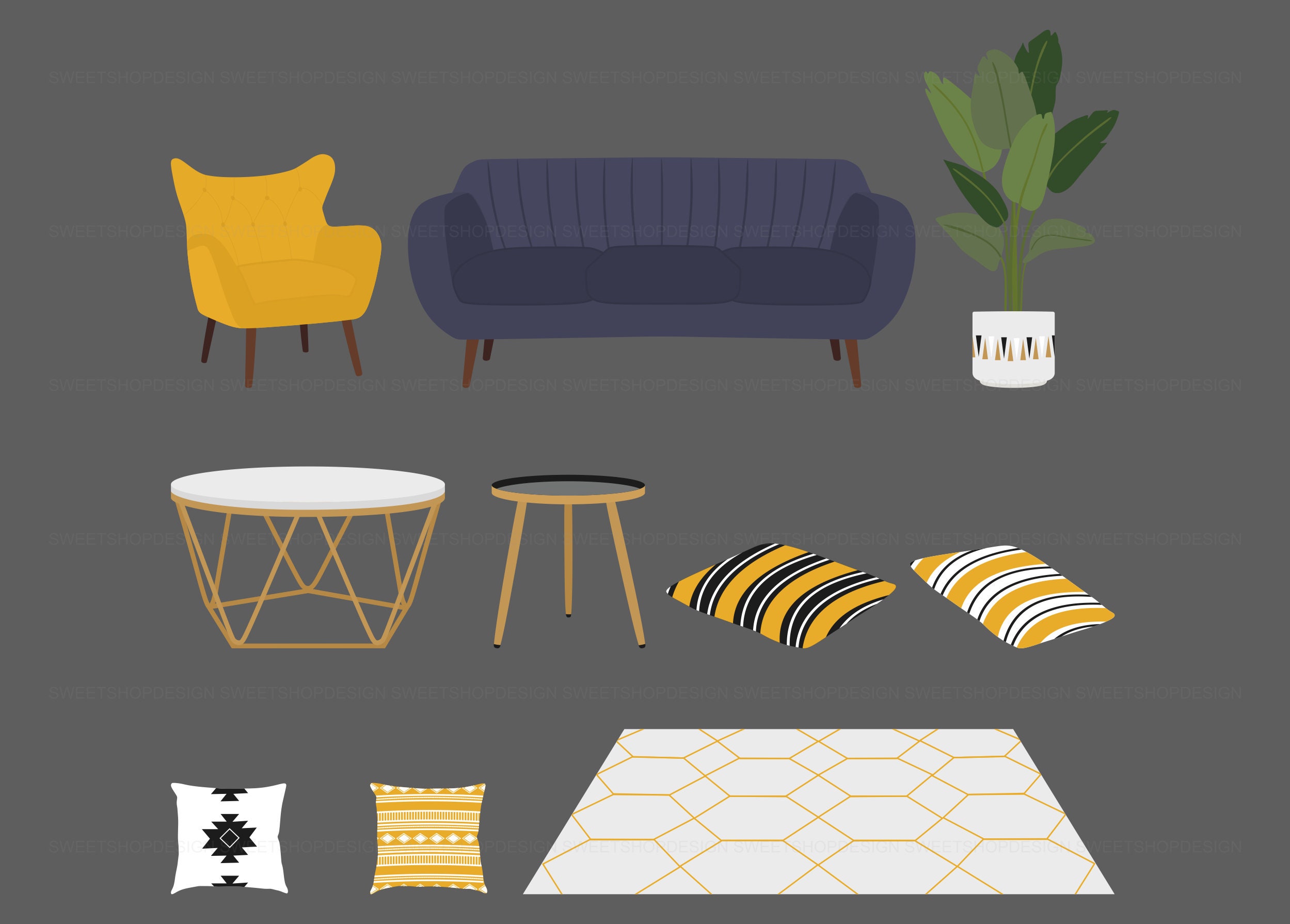 Home Decor Clip Art Set 1 Furniture Clipart Boho Design - Etsy Ireland