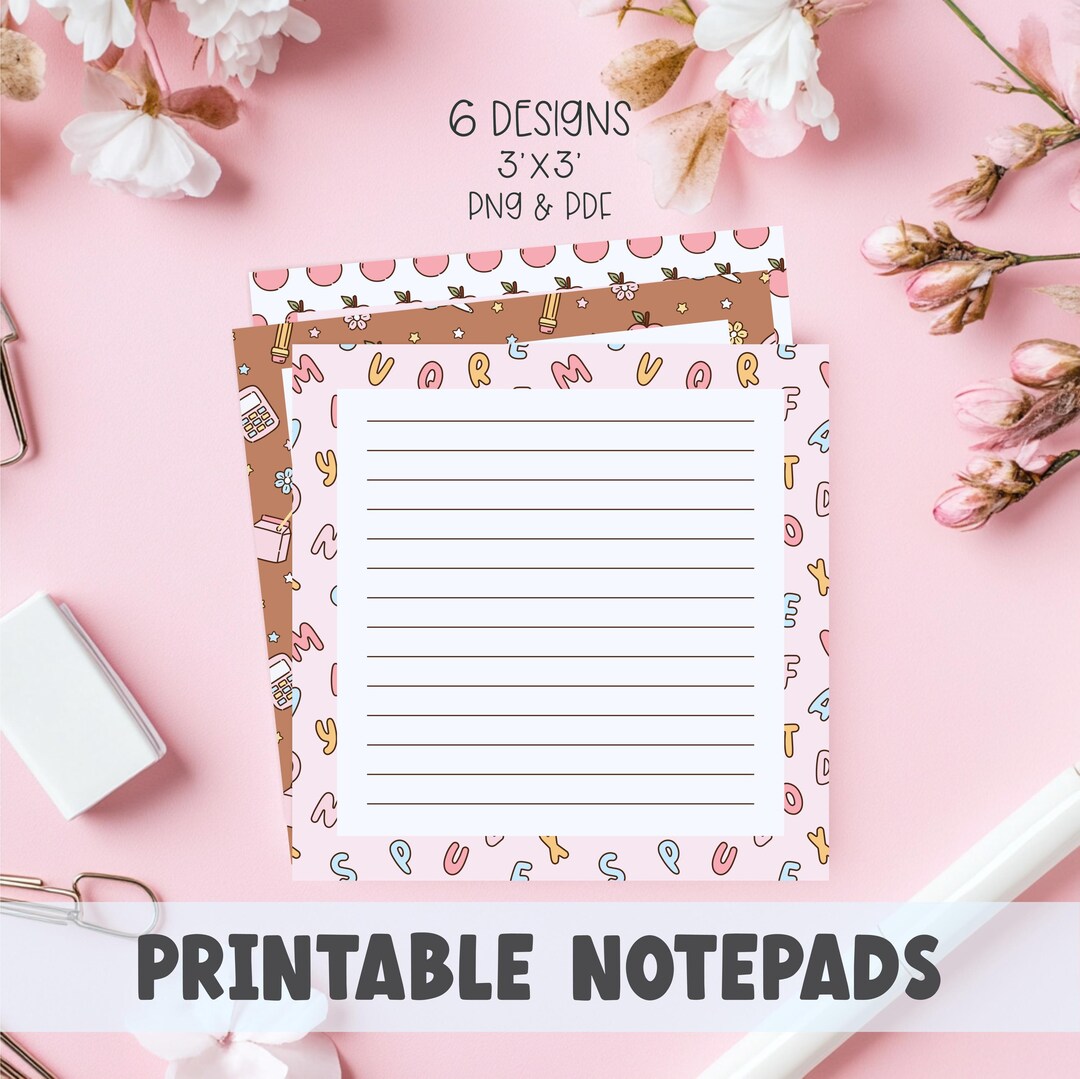 BACK TO SCHOOL, Printable Notepad Template, Retro Design Memo Sheet, to ...