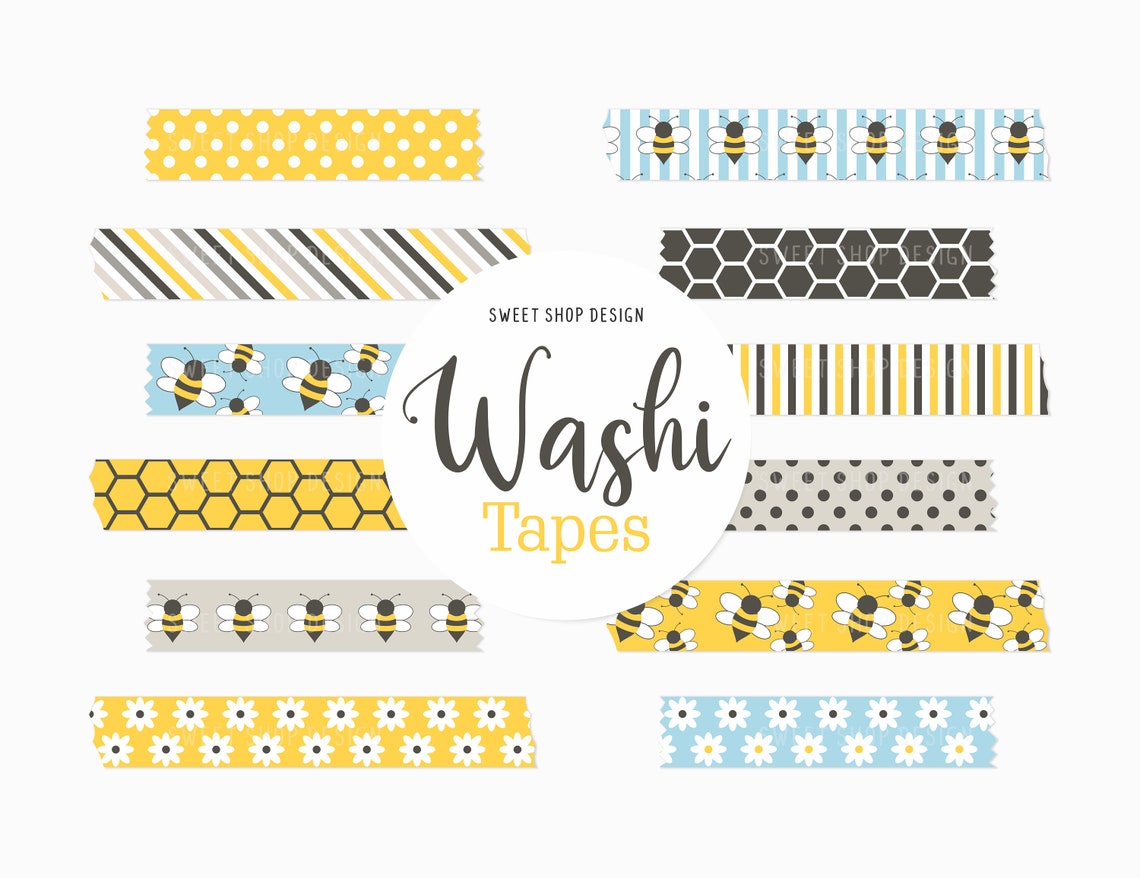 Digital Washi Tape Clipart HONEY AND BEES Graphics With Bees - Etsy