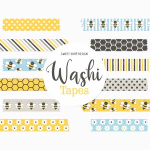 Digital Washi Tape Clipart HONEY AND BEES, Graphics With Bees Stripes ...