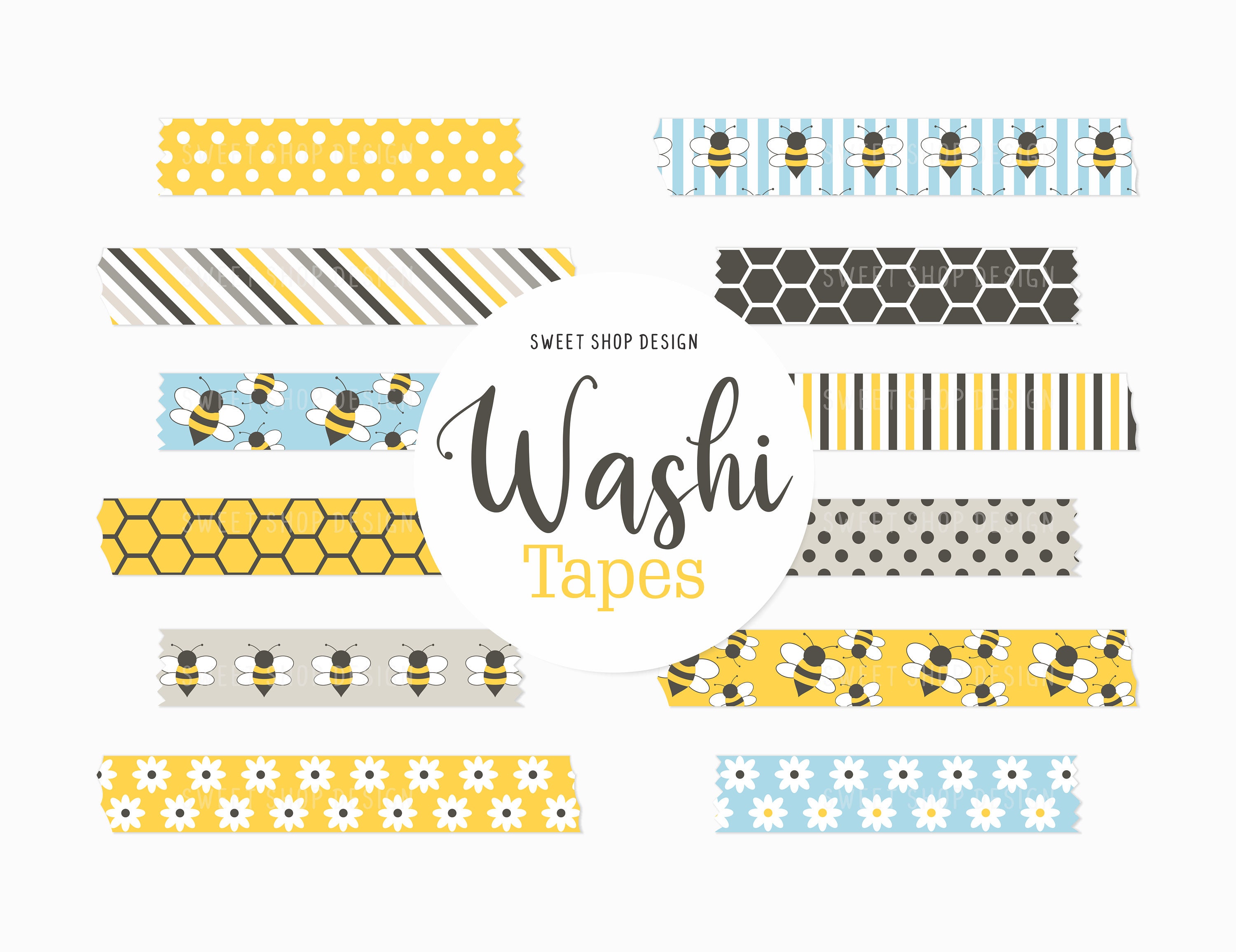 Digital Washi Tape Clipart HONEY AND BEES Graphics with Bees | Etsy