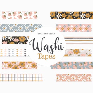 Digital Washi Tape Clipart PRETTY WILDFLOWERS 2, Graphics With Spring ...