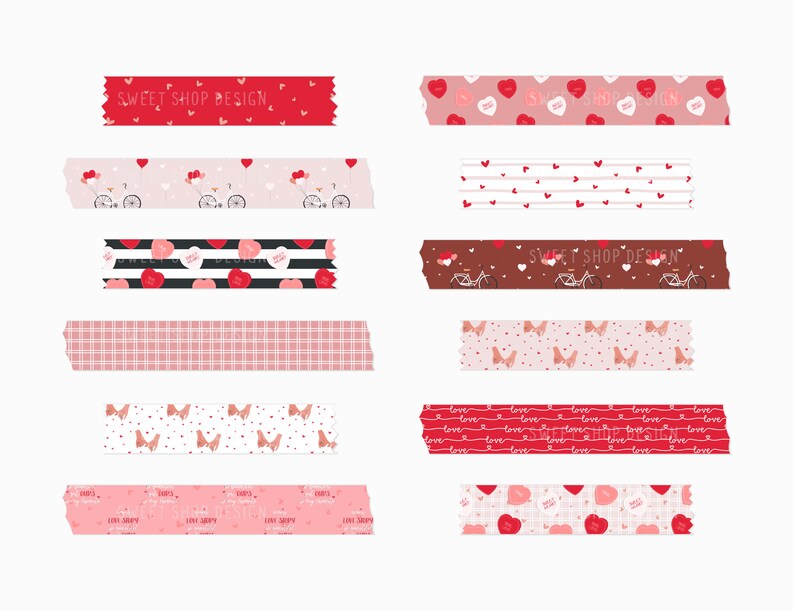 Digital Washi Tape Clipart Love Story Graphics With Valentine | Etsy