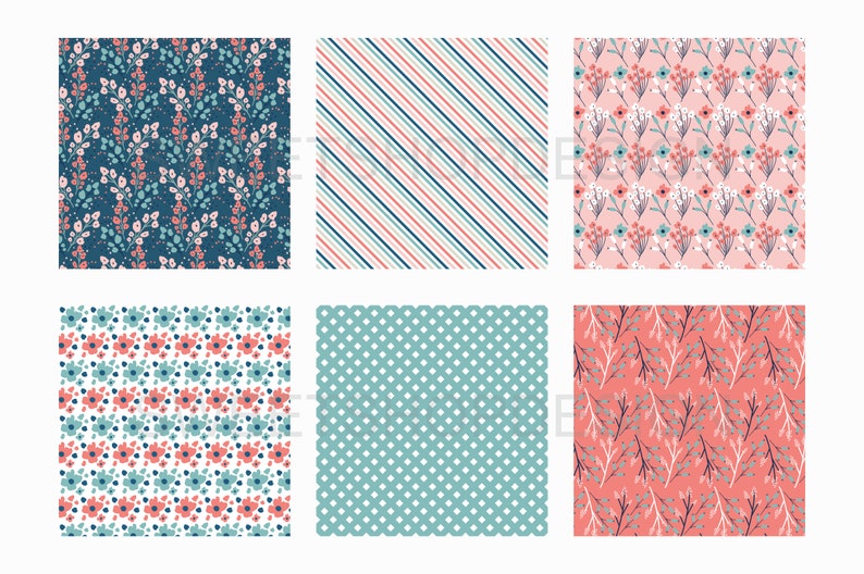 BRIGHT FLORALS Floral Geometric Backgrounds Printable - Etsy