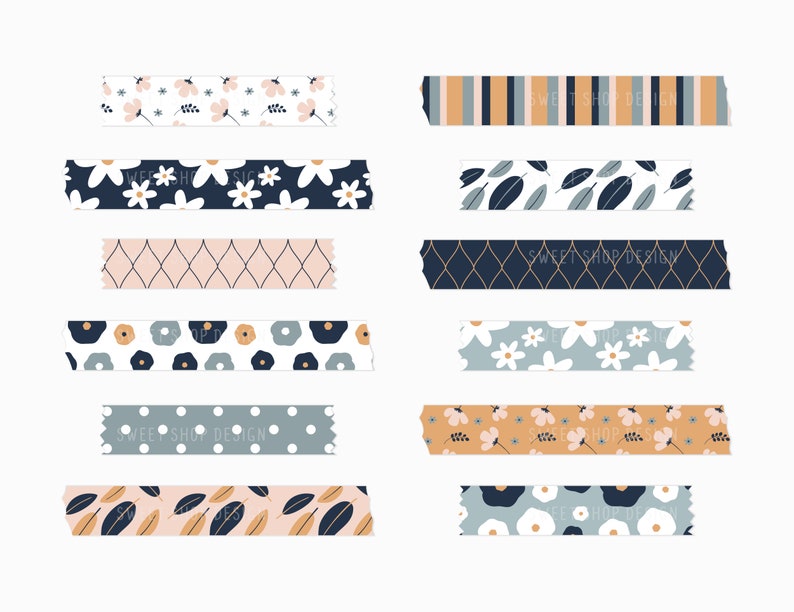 Digital Washi Tape Clipart HELLO SPRING, Floral Graphics for Digital ...