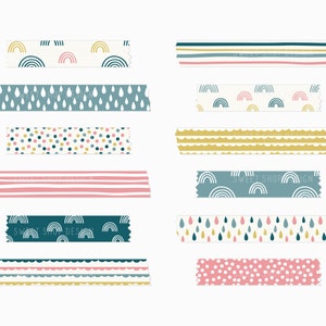 Digital Washi Tape Clipart BOHO RAINBOW for Digital Planner, Goodnotes ...