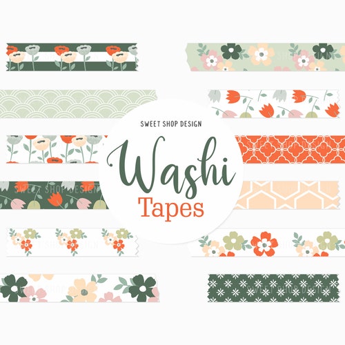 Digital Washi Tape Clipart SPRING GARDEN Graphics With Polka - Etsy