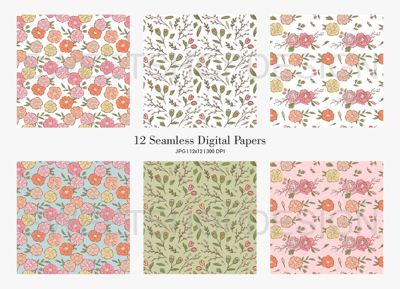 SPRING GARDEN, Floral Spring Seamless Repeat Pattern, Backgrounds ...