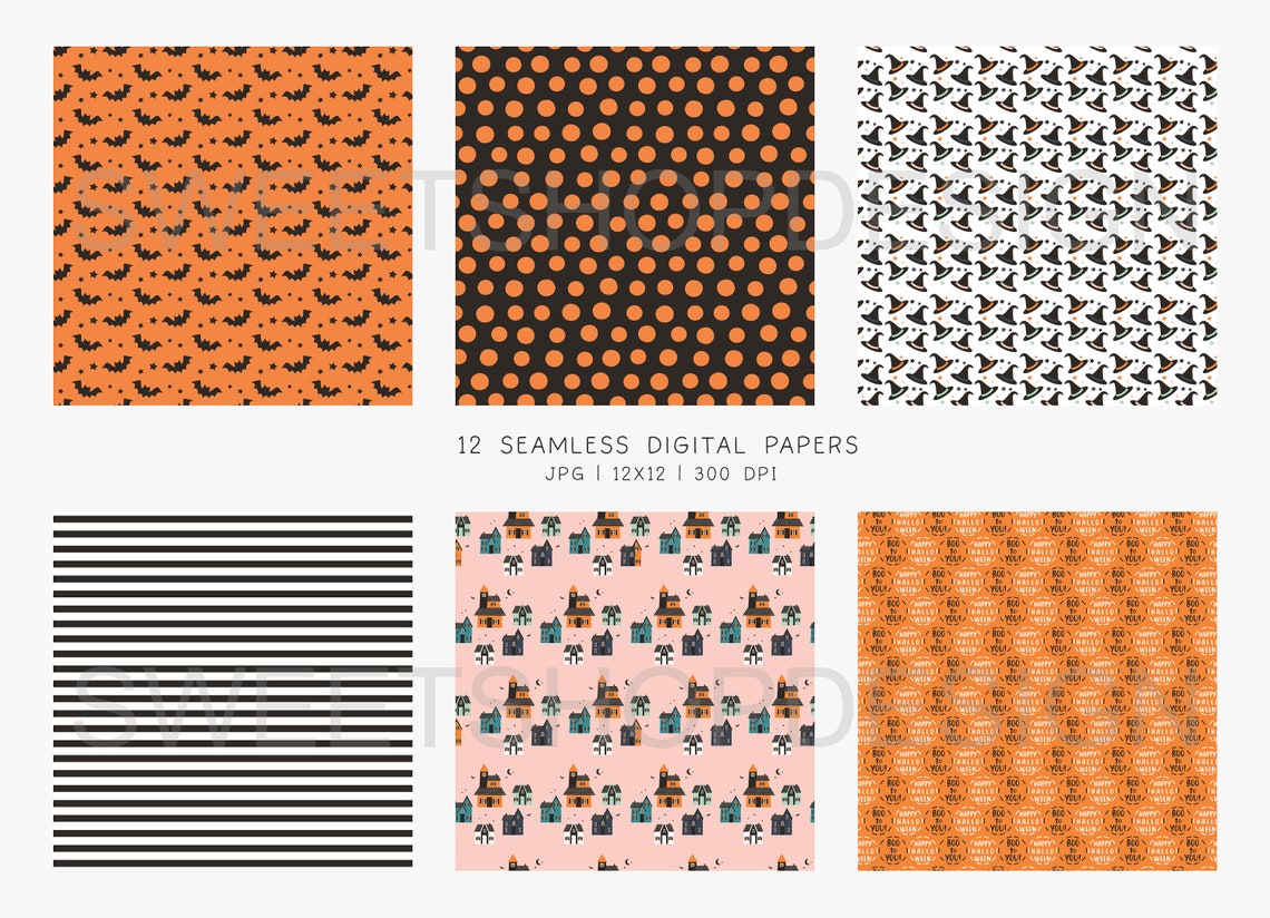 BOO TO YOU, Halloween Seamless Repeat Pattern, Backgrounds, Printable ...