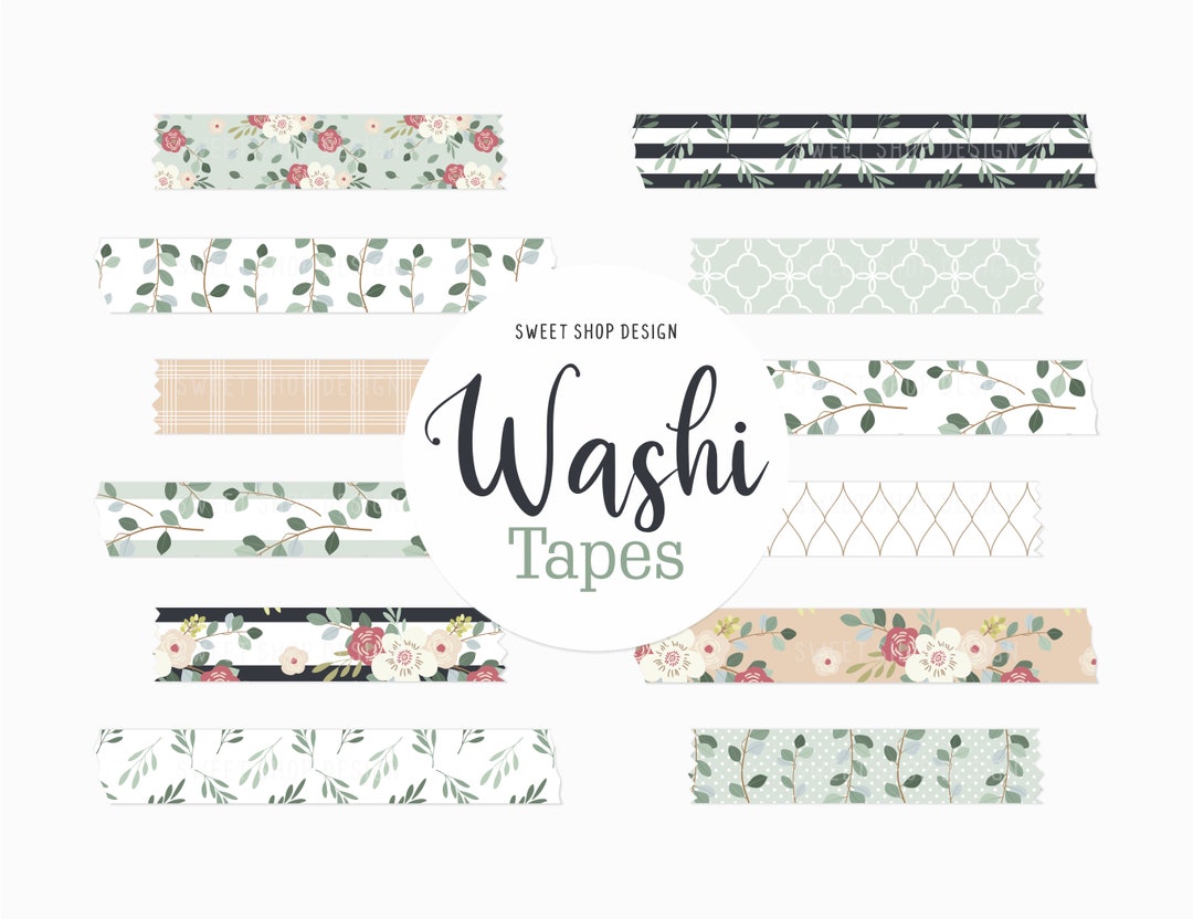 Digital Washi Tape Clipart FLORAL EUCALYPTUS, Graphics With Floral ...