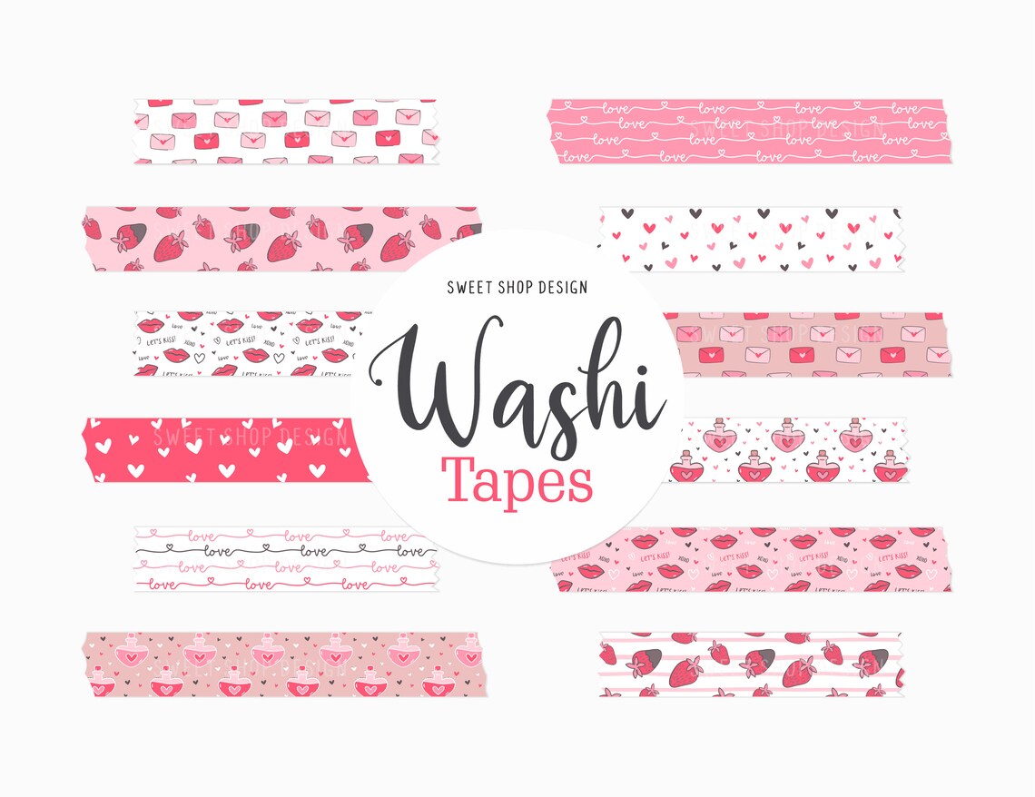 Digital Washi Tape Clipart Be My Valentine Graphics With - Etsy