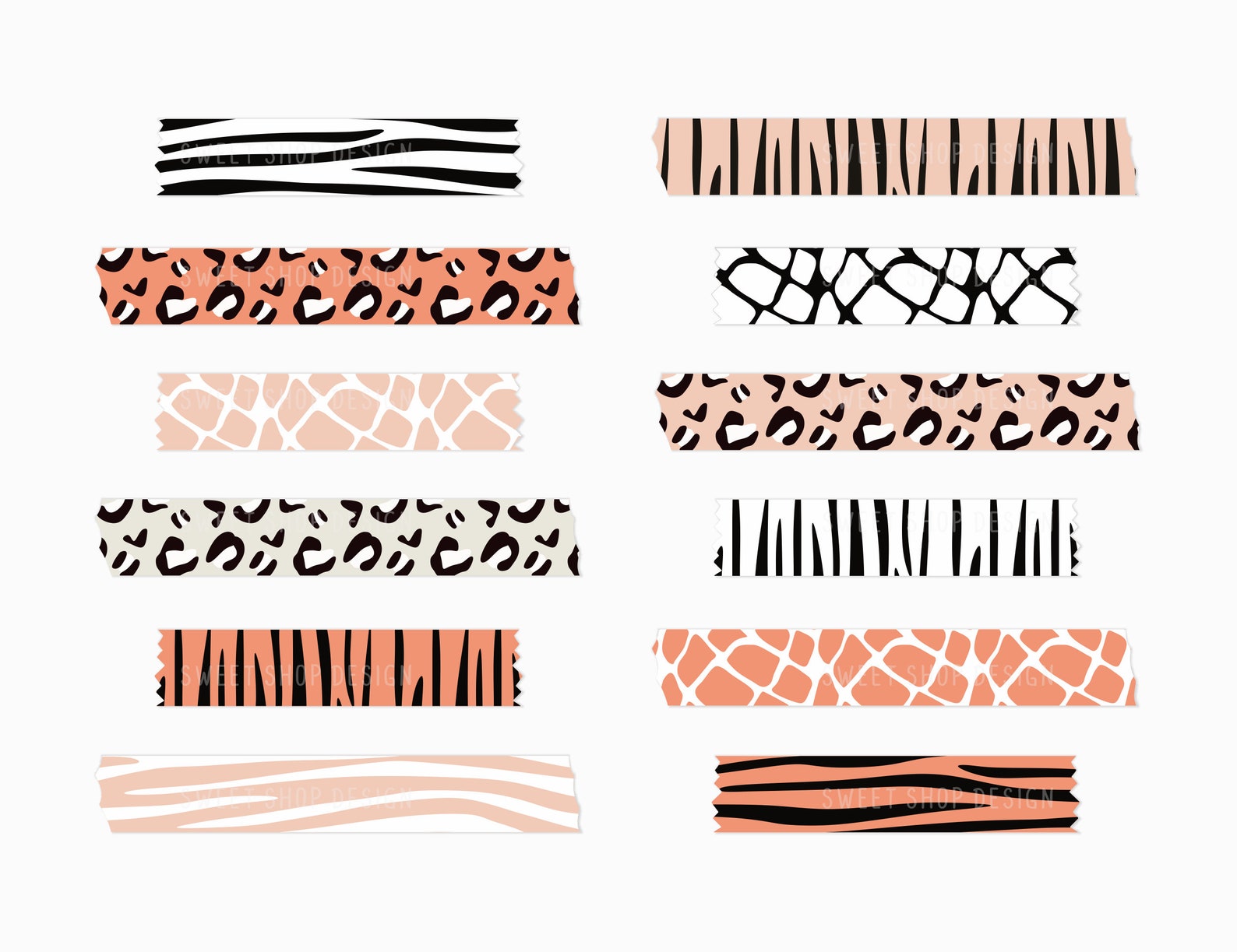 Digital Washi Tape Clipart ANIMAL PRINTS Graphics With Animal | Etsy
