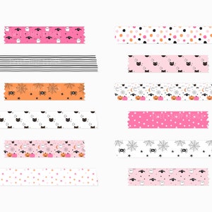 Digital Washi Tape Clipart HALLOWEEN DOODLES, Pumpkin Bats Graphics for ...