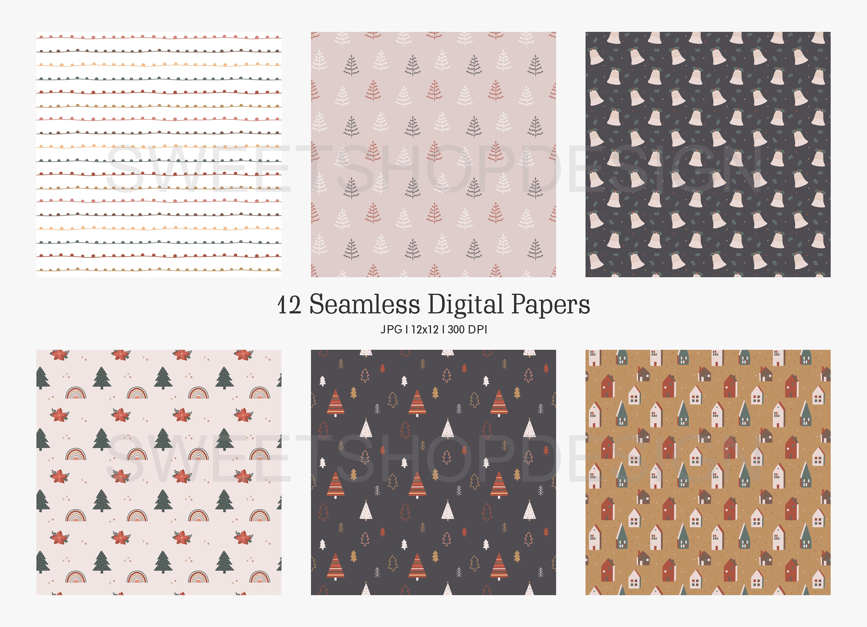 BOHO CHRISTMAS Boho Christmas Seamless Repeat Pattern - Etsy