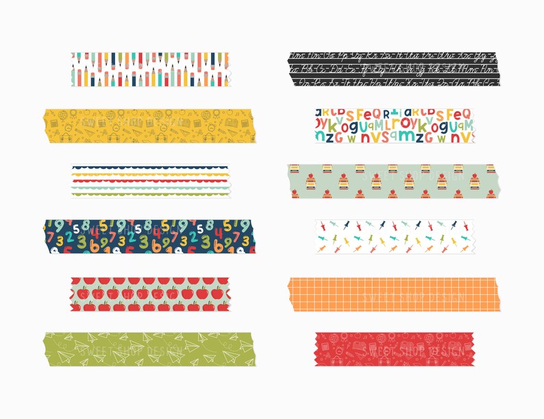 Digital Washi Tape SCHOOL LIFE, Teacher Stationery Graphics for Digital ...
