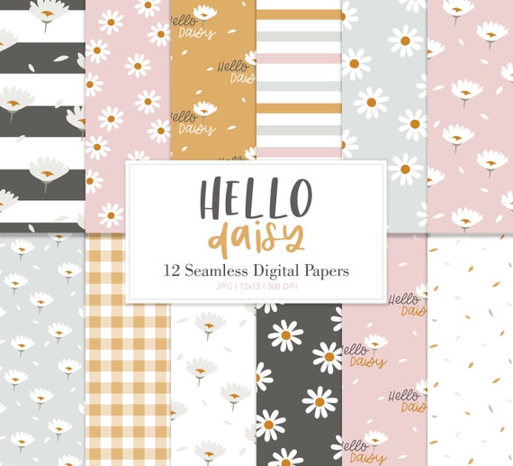 HELLO DAISY, Daisy Floral Spring Seamless Repeat Pattern, Backgrounds ...
