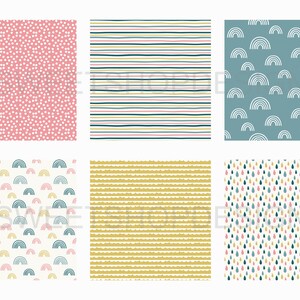 BOHO RAINBOWS, Rainbow Clouds Geometric Backgrounds, Printable Digital ...