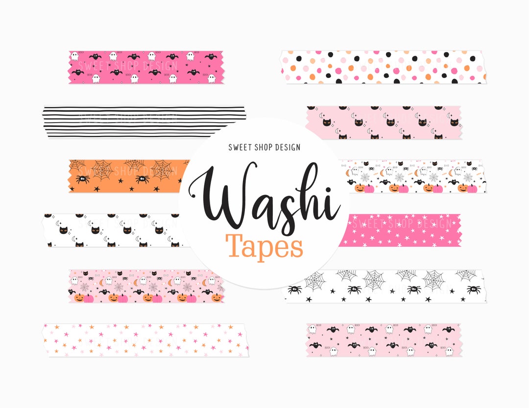 Digital Washi Tape Clipart HALLOWEEN DOODLES, Pumpkin Bats Graphics for ...