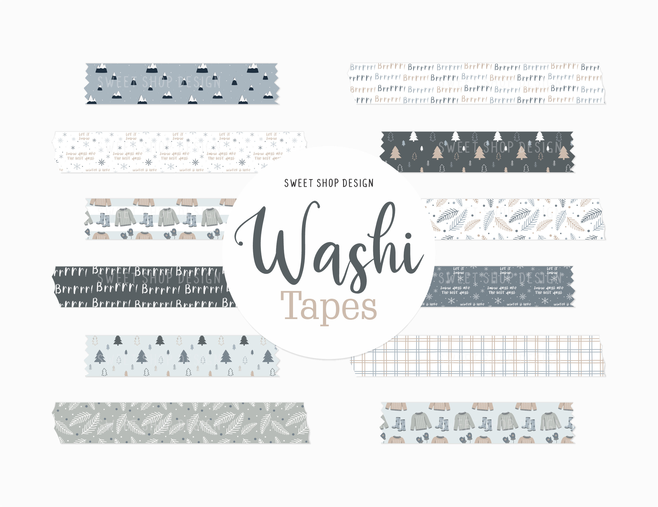 Digital Washi Tape Clipart WINTER DAYS, Christmas Graphics for Digital ...