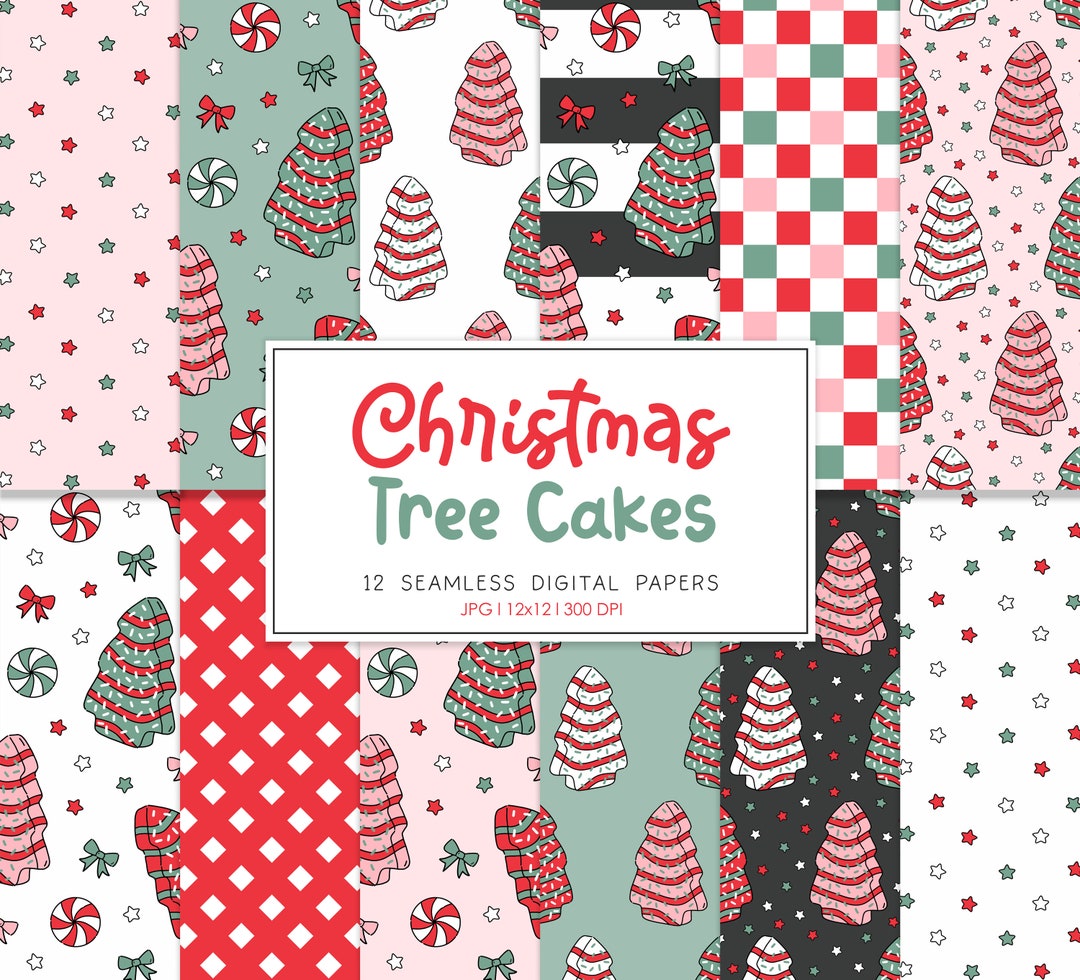 CHRISTMAS CAKES, Christmas Seamless Repeat Pattern, Retro Backgrounds ...
