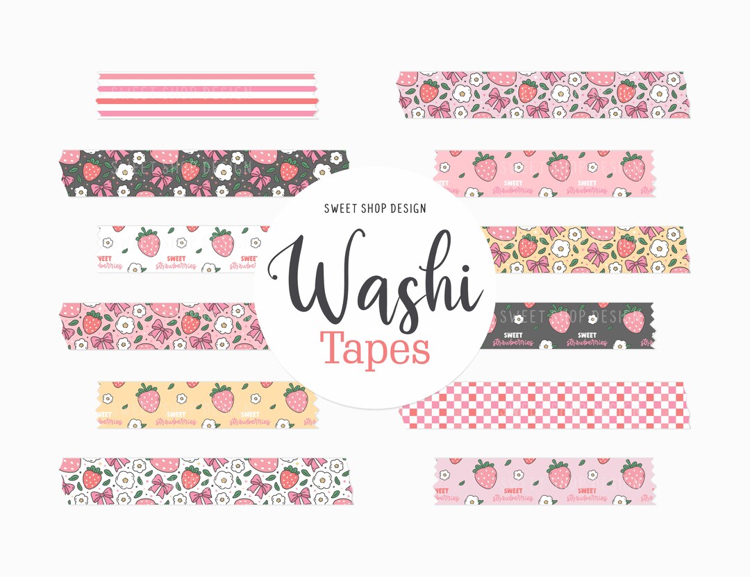 Digital Washi Tape Clipart BERRY SWEET, Graphics With Strawberry ...