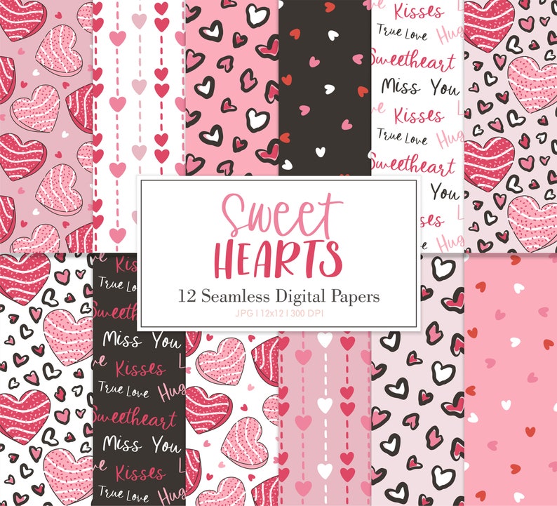 SWEET HEARTS Valentine Hearts Cakes Seamless Repeat Pattern - Etsy