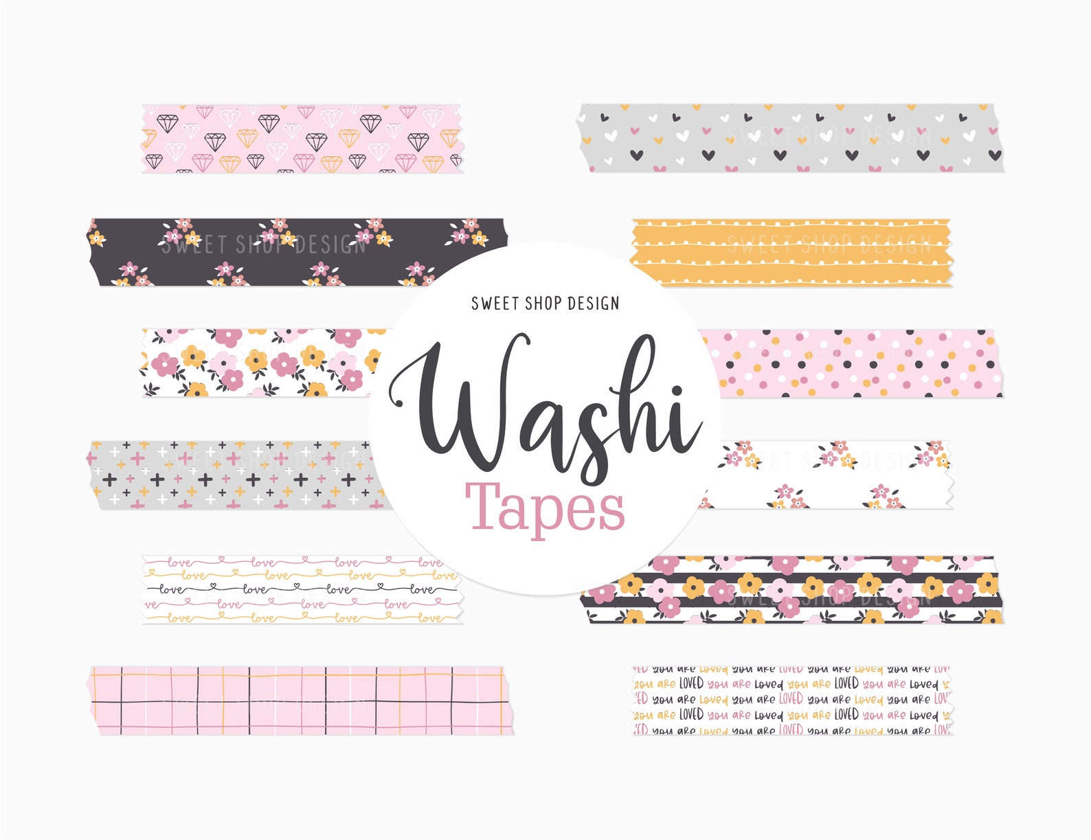 Digital Washi Tape Clipart SUGAR AND SPICE Graphics With - Etsy