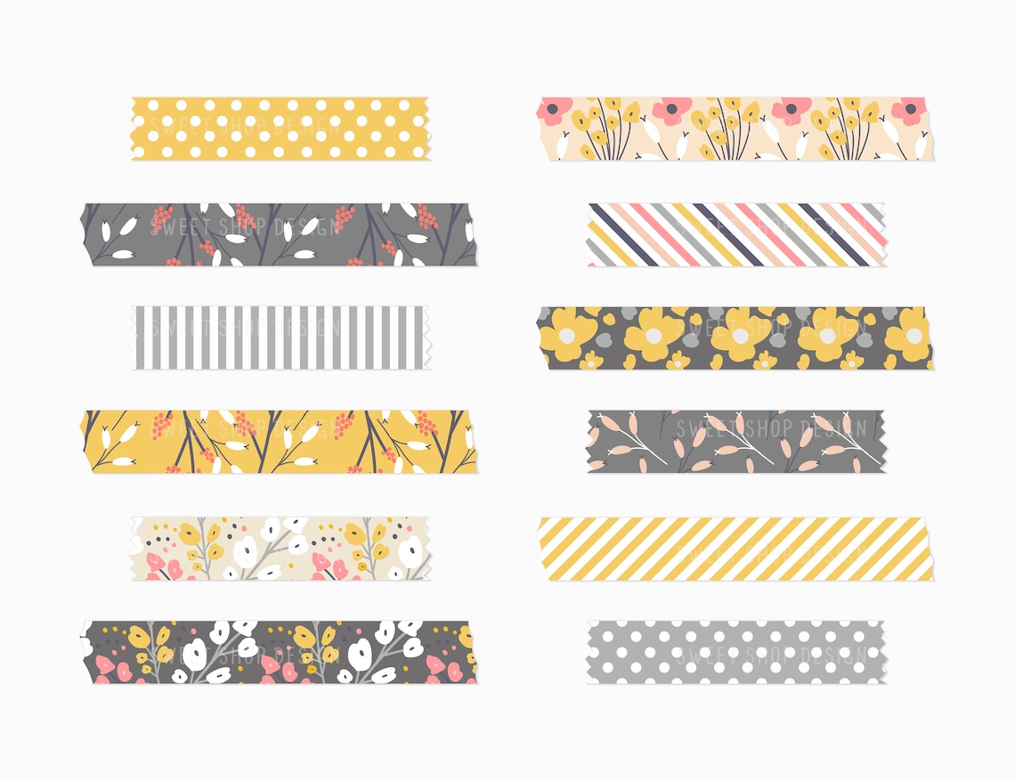 Digital Washi Tape Clipart SPRING POPPIES Graphics With | Etsy