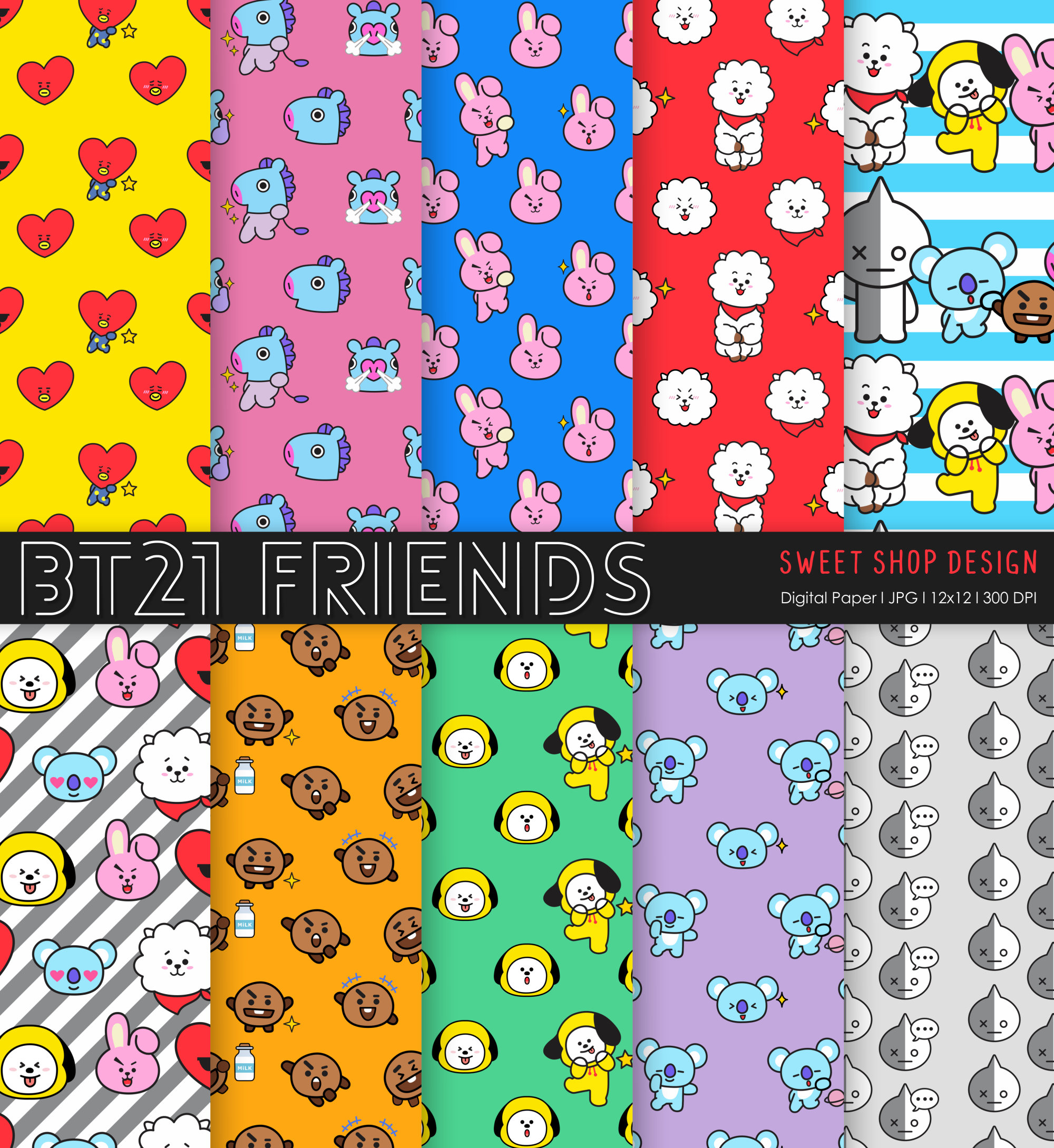 Digital Paper Friends BTS Printable Scrapbook Paper Pack | Etsy