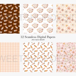 BUNNY HOP, Bunny Easter Spring Seamless Repeat Pattern, Backgrounds ...