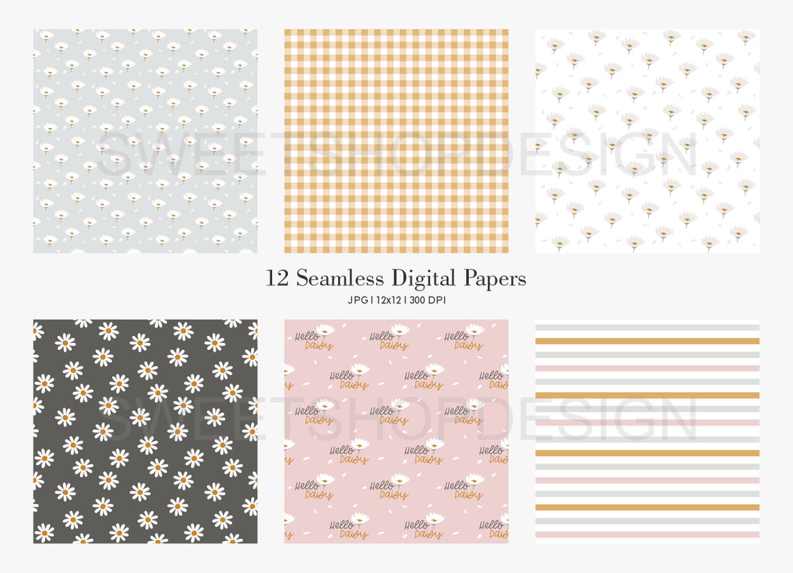 HELLO DAISY Daisy Floral Spring Seamless Repeat Pattern - Etsy