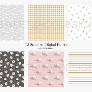 HELLO DAISY, Daisy Floral Spring Seamless Repeat Pattern, Backgrounds ...