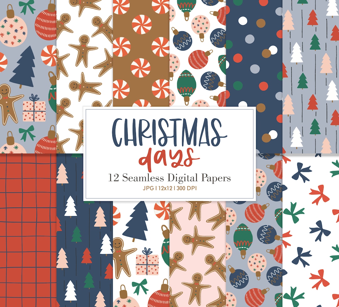 CHRISTMAS DAYS, Christmas Seamless Repeat Pattern, Backgrounds ...
