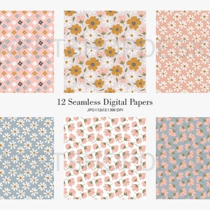 PRETTY WILDFLOWERS, Floral Seamless Repeat Pattern, Backgrounds ...