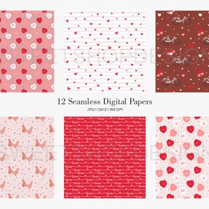LOVE STORY, Valentine Seamless Repeat Pattern, Backgrounds, Printable ...