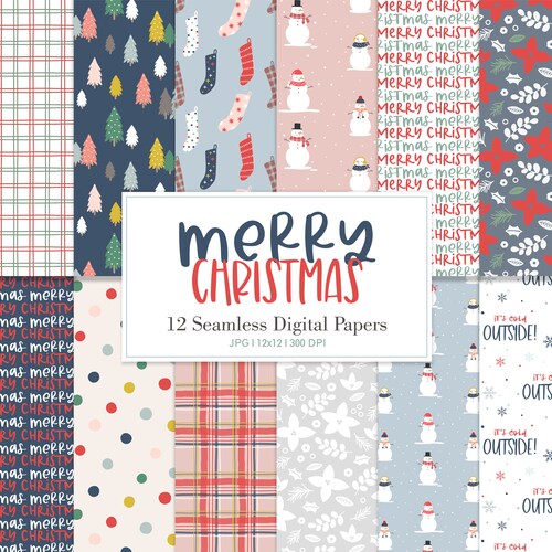 INSTANT DOWNLOAD Christmas Seamless Pattern Digital Paper - Etsy