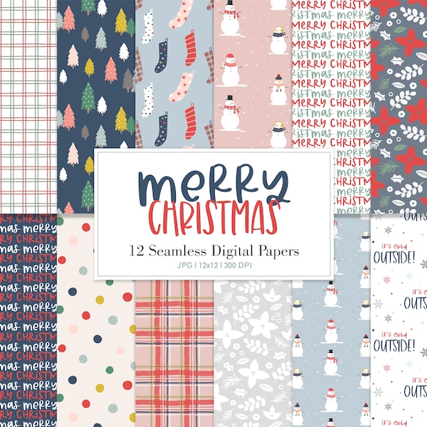 Christmas Digital Paper - Etsy