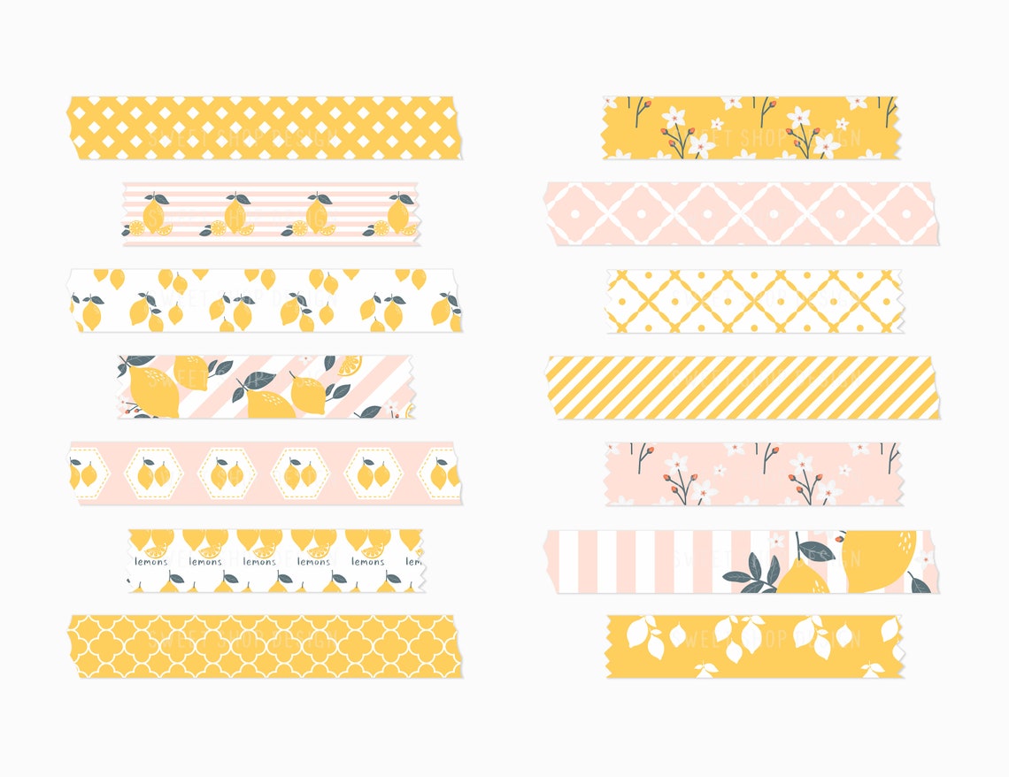 Digital Washi Tape Clipart SUNSHINE AND LEMONS, Floral Summer Graphics ...