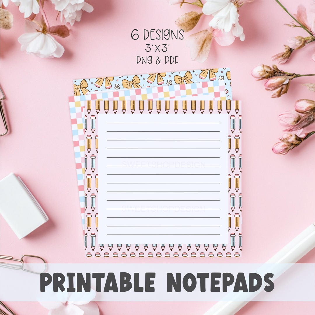 Back to School, Printable Notepad Template, Coquette Retro Design, Memo ...