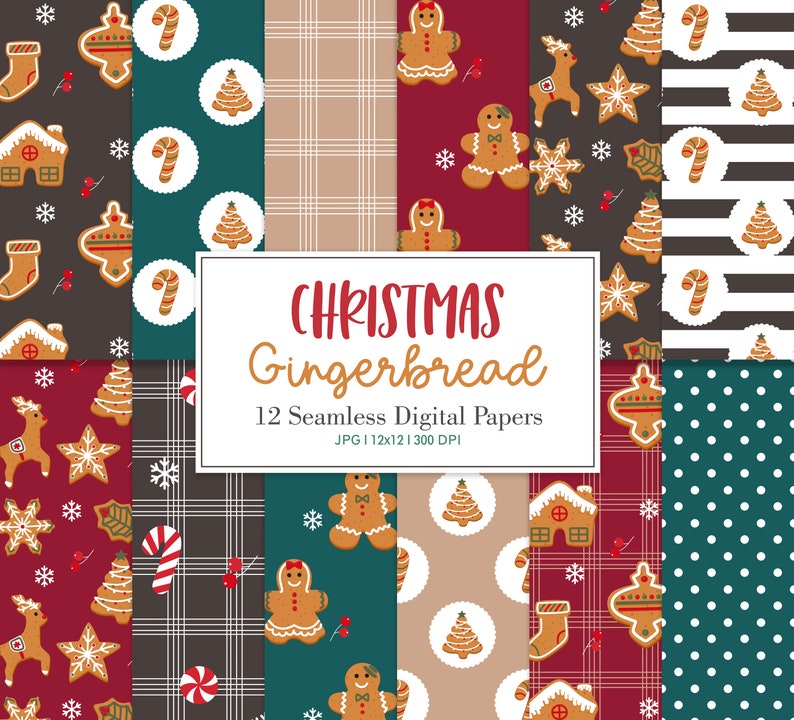 CHRISTMAS GINGERBREAD, Gingerbread Cookies Seamless Repeat Pattern ...