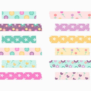 Digital Washi Tape Clipart SPRING GARDEN, Graphics With Polka Dots ...