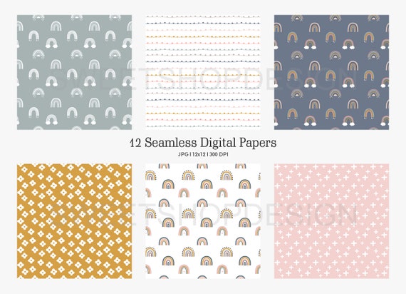 Printing & Printmaking Boho Rainbow Background Digital Paper Pack BOHO ...