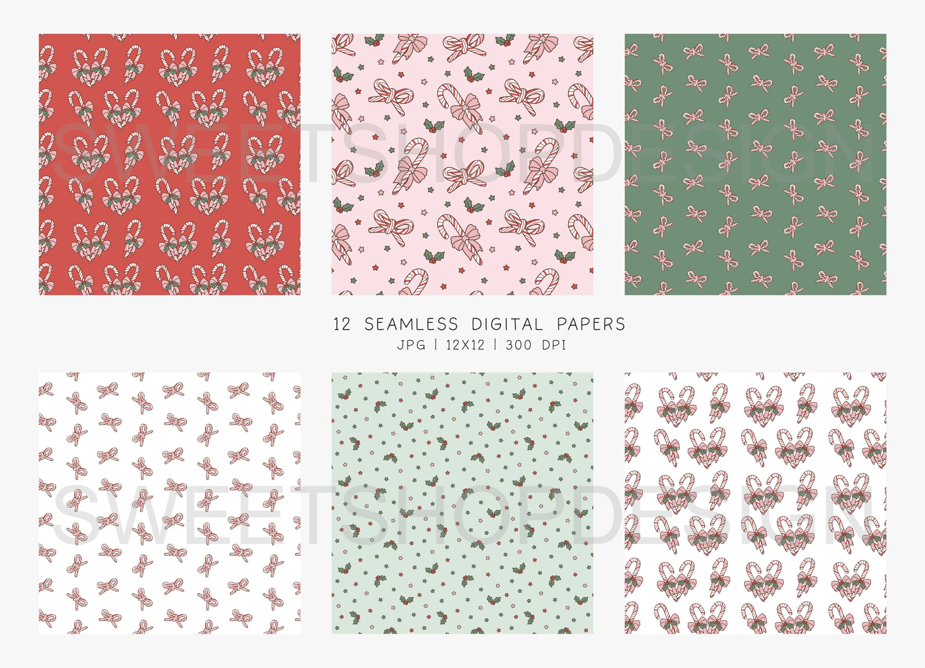 CANDY CANES, Christmas Food Seamless Repeat Pattern, Retro Backgrounds ...