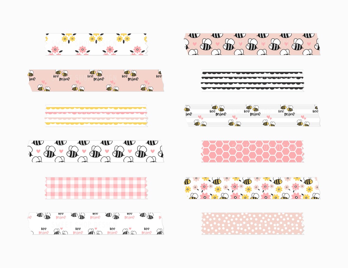 Digital Washi Tape Clipart Bee Mine Graphics With Valentine - Etsy