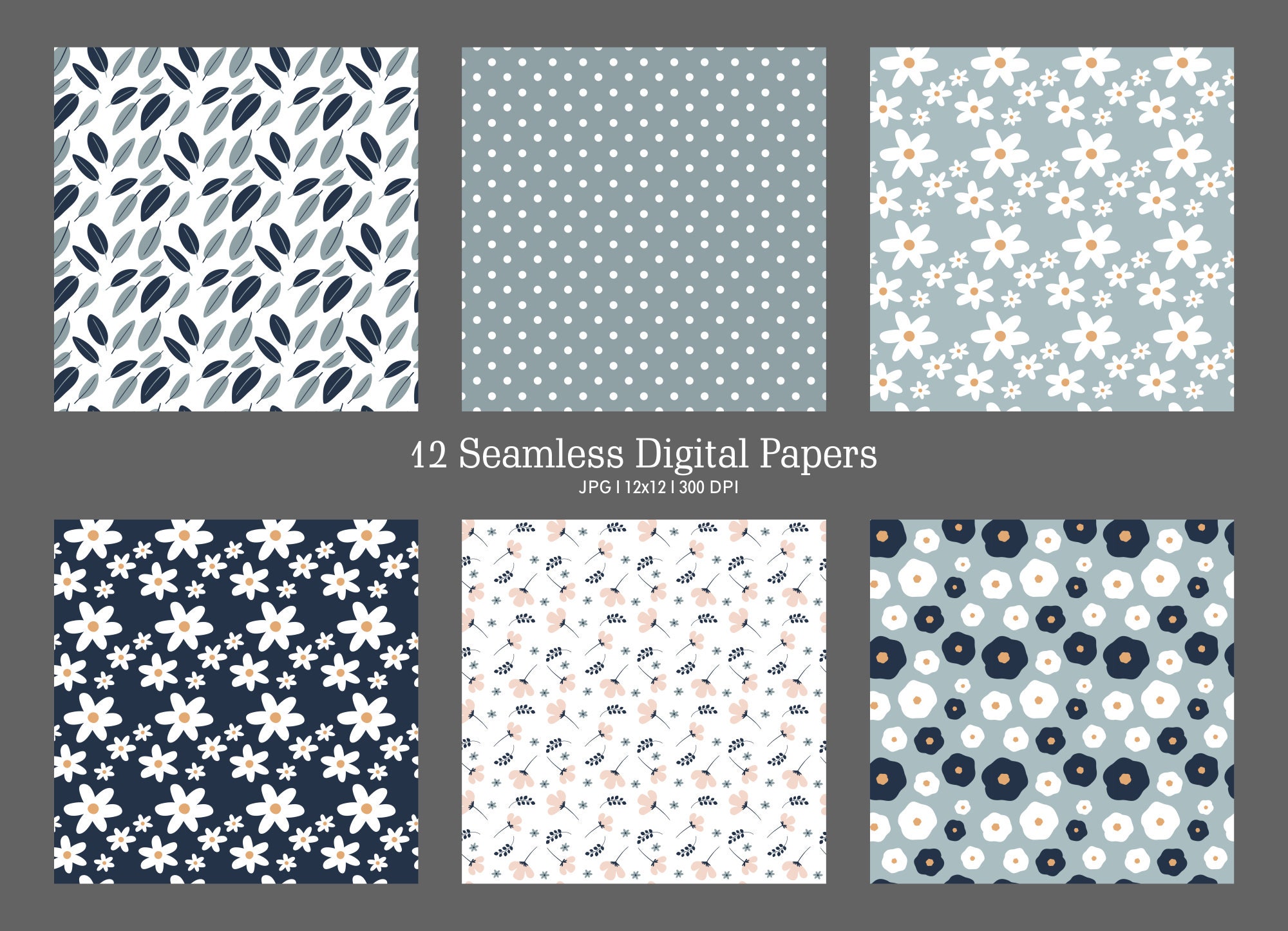 HELLO SPRING, Floral Seamless Repeat Pattern, Backgrounds, Printable ...