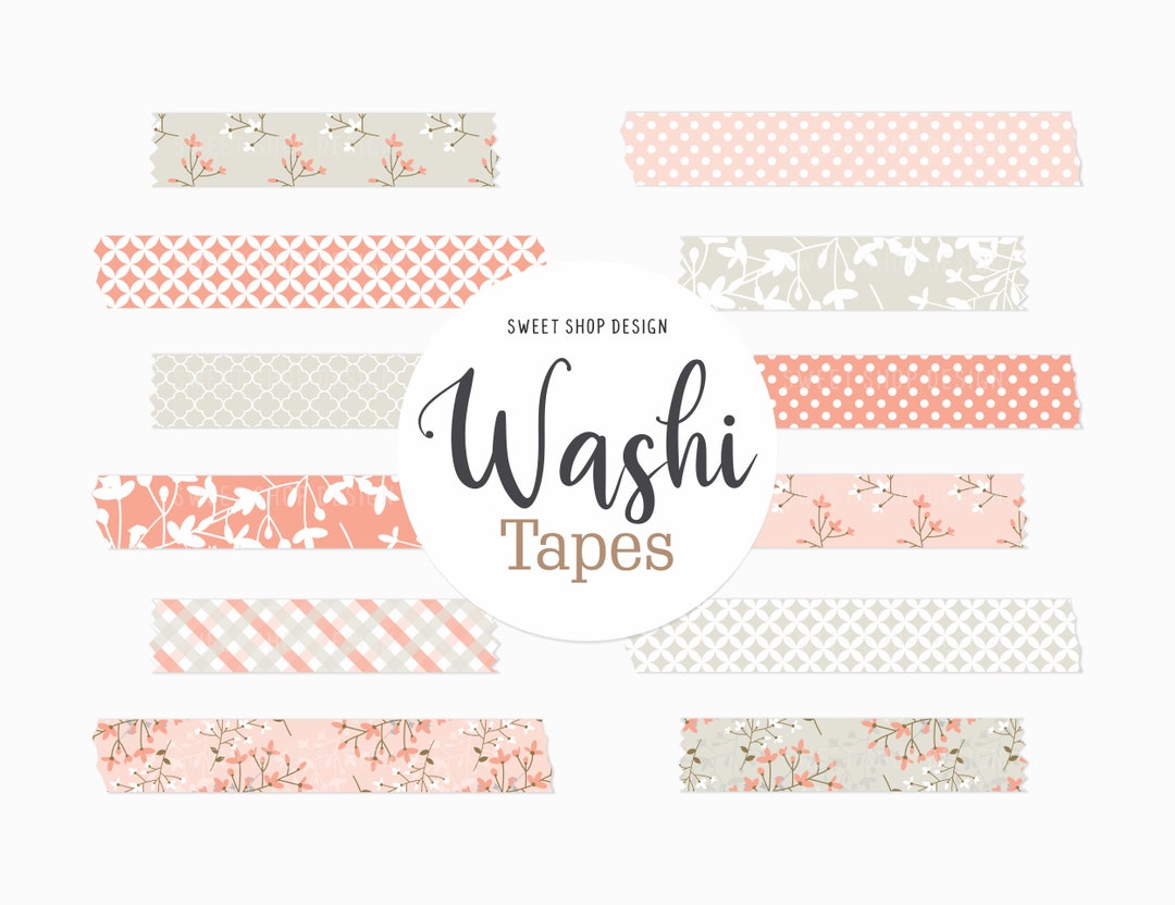 Digital Washi Tape Clipart PINK GARDEN FLORAL, Graphics With Floral ...
