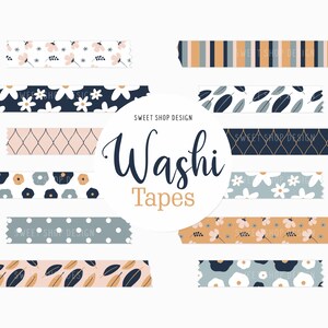 Digital Washi Tape Clipart HELLO SPRING, Floral Graphics for Digital ...
